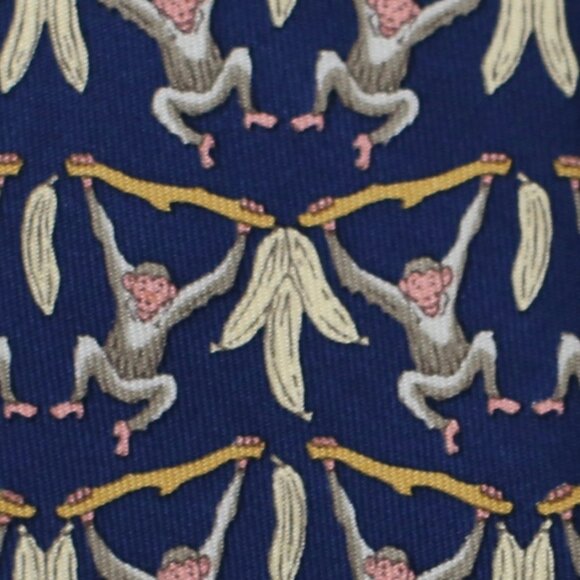 Hermes | Accessories | 0 Real Hermes Tie Navy Blue W Fun Tan Monkeys In ...